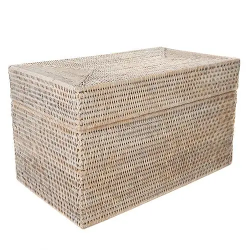 ARTIFACTS TRADING COMPANY™ Artifacts Rattan Rectangular Hinged Chest/trunk - White Wash