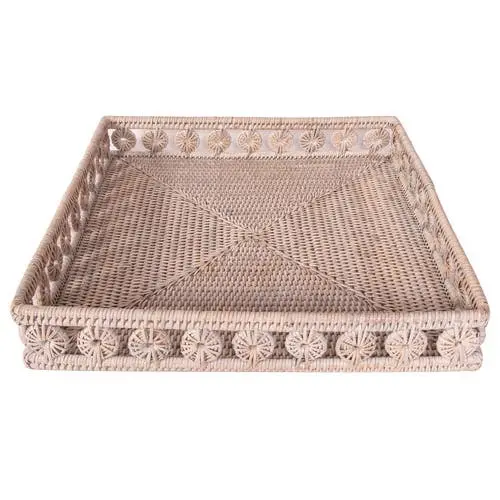 ARTIFACTS TRADING COMPANY™ Artifacts Rattan Inna Design Square Tray - White Wash