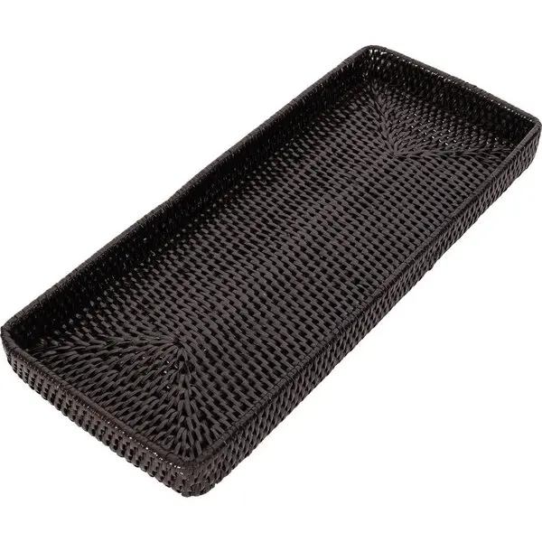 ARTIFACTS TRADING COMPANY™ Artifacts Rattan Rectangular Vanity Tray - Tudor Black
