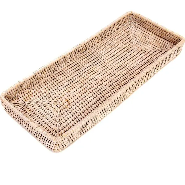 ARTIFACTS TRADING COMPANY™ Artifacts Rattan Rectangular Vanity Tray - White Wash