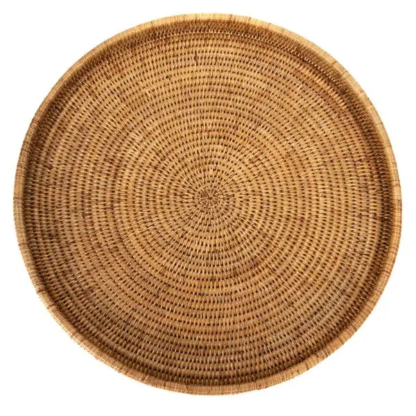 ARTIFACTS TRADING COMPANY™ Artifacts Rattan Round Serving / Ottoman Tray - Honey Brown