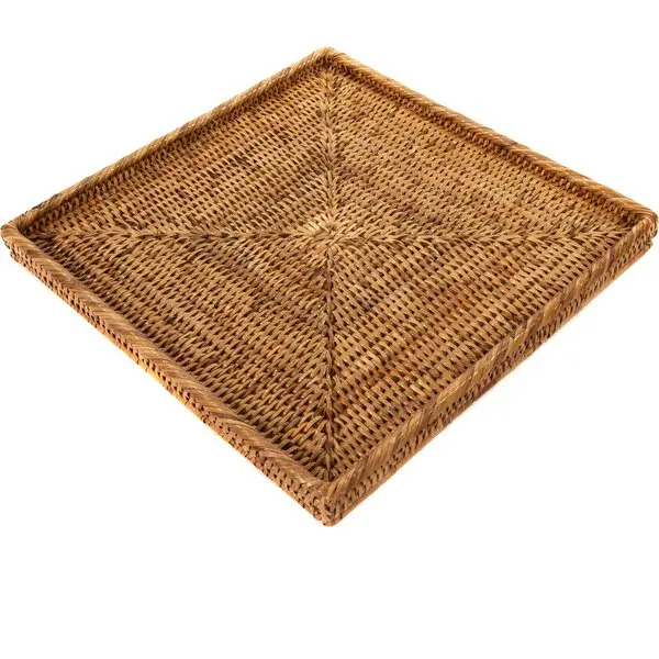 ARTIFACTS TRADING COMPANY™ Artifacts Rattan Square Flat Tray - Honey Brown
