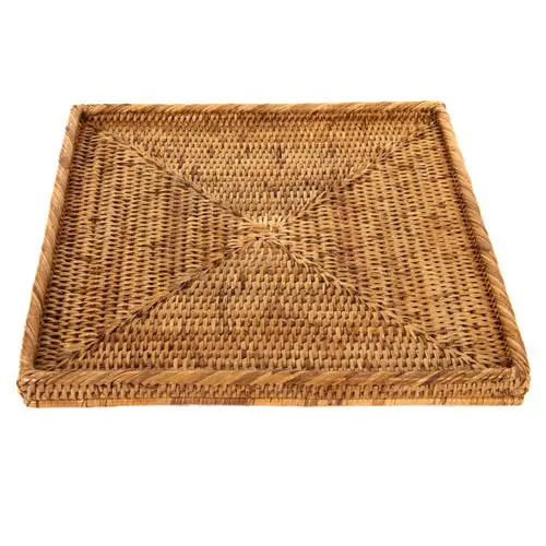 ARTIFACTS TRADING COMPANY™ Artifacts Rattan Square Flat Tray - Honey Brown