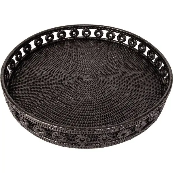 ARTIFACTS TRADING COMPANY™ Artifacts Rattan Inna Design Round Tray - Tudor Black