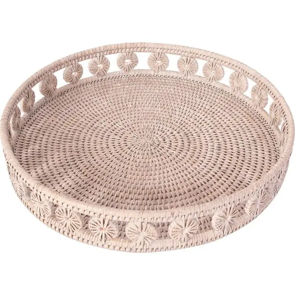 ARTIFACTS TRADING COMPANY™ Artifacts Rattan Inna Design Round Tray - White Wash