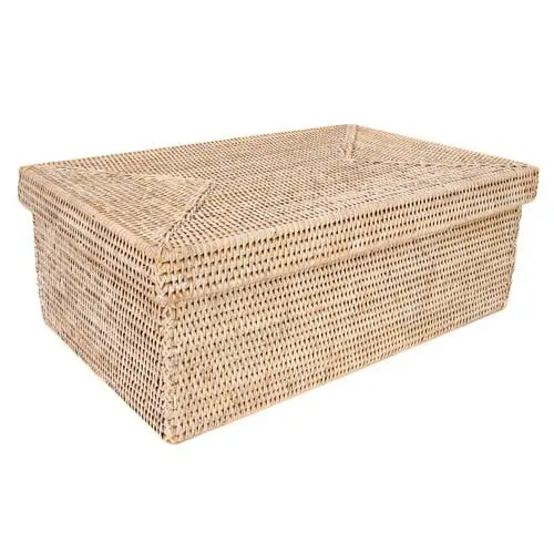 ARTIFACTS TRADING COMPANY™ Artifacts Rattan Rectangular Storage Box With Lid - White Wash