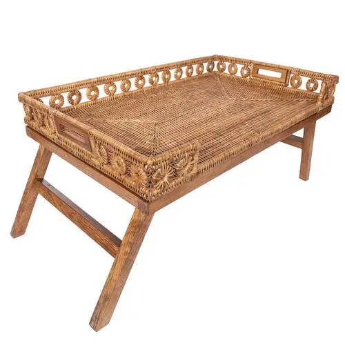ARTIFACTS TRADING COMPANY™ Artifacts Rattan Inna Design Breakfast Tray With Wooden Legs - Honey Brown