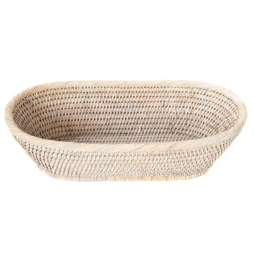 ARTIFACTS TRADING COMPANY™ Artifacts Rattan Oval Bread Basket - White Wash