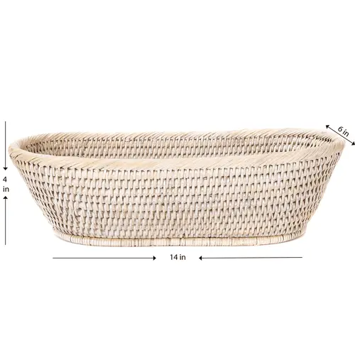 ARTIFACTS TRADING COMPANY™ Artifacts Rattan Oval Bread Basket - White Wash