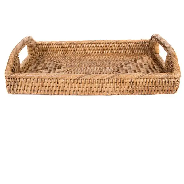 ARTIFACTS TRADING COMPANY™ Artifacts Rattan Rectangular Vanity Tray With High Handles - Honey Brown