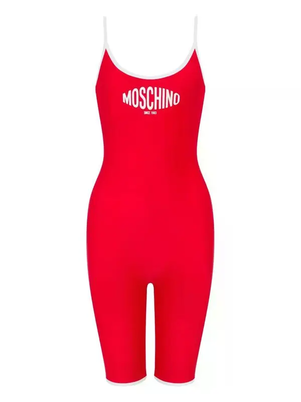 Moschino Logo-detail Sleeveless Playsuit - Red