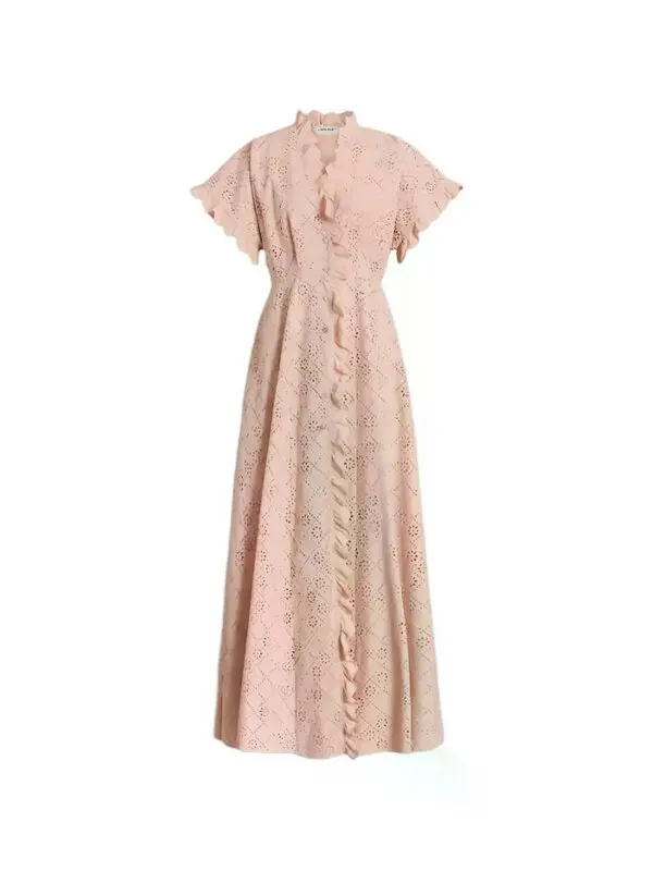 Alberta Ferretti Ruffled Openwork Dress - Pink