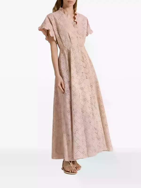 Alberta Ferretti Ruffled Openwork Dress - Pink