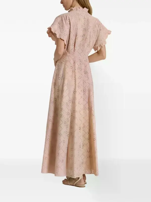 Alberta Ferretti Ruffled Openwork Dress - Pink