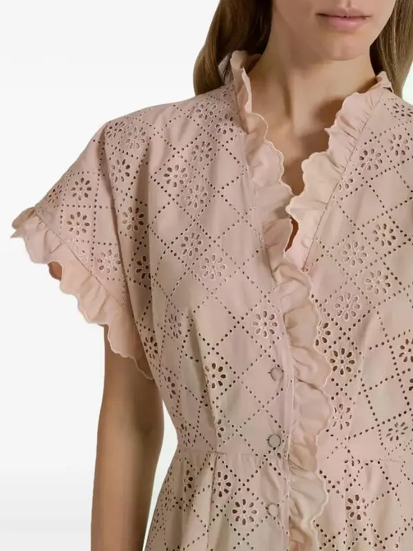 Alberta Ferretti Ruffled Openwork Dress - Pink