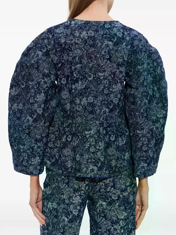 GANNI Floral-pattern Denim Blouse