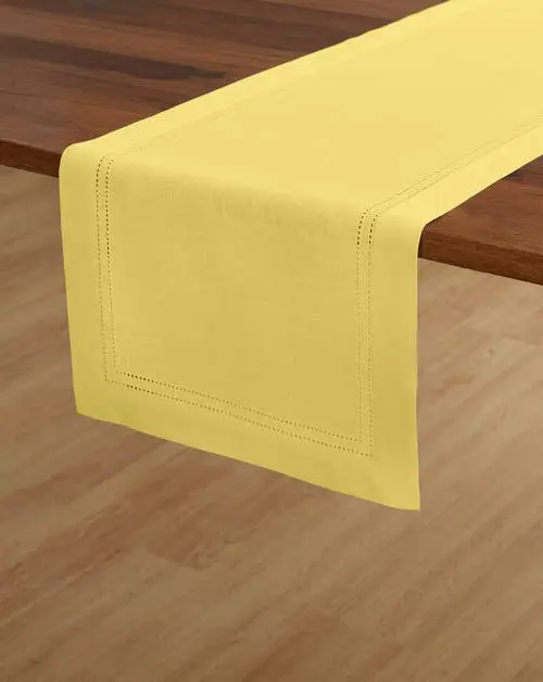 SOLINO HOME Linen Table Runnerlinen Double Hemstitch - Sunshine Yellow