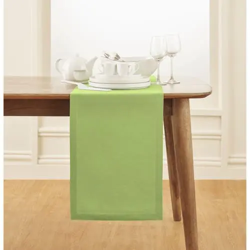 SOLINO HOME Cotton Linen Table Runnerdru - Apple Green