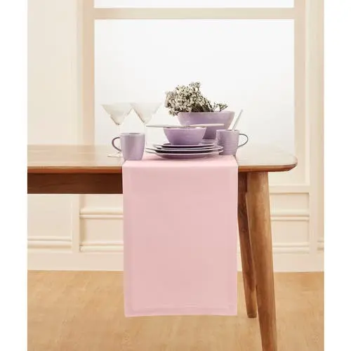 Solino Home Cotton Plain Table Runnerdru - Pink
