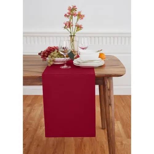 Solino Home Cotton Plain Table Runner For Dining Table - Red