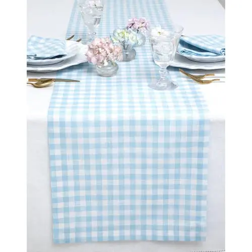 SOLINO HOME Linen Table Runnergingham Check - Blue Bell