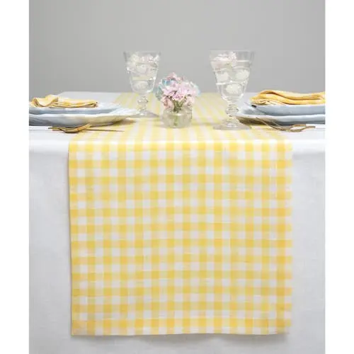 Solino Home Linen Table Runnergingham Check - Marigold Yellow