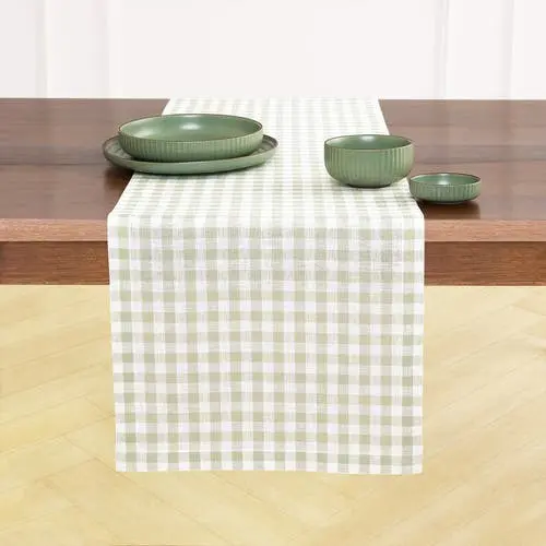 Solino Home Linen Table Runner For Dining Table - Sage