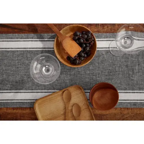 SOLINO HOME Linen Table Runnercountry Stripe - Black