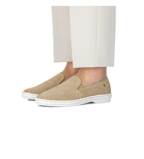 Rivieras Classic Suede Slip-on Loafer - Light Beige