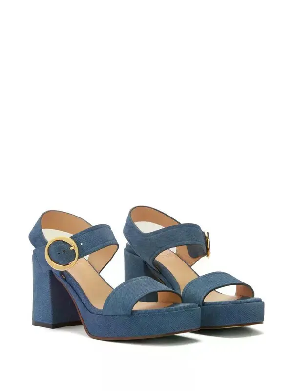 ODISSI Suede Sandals With Buckled Ankle Strap - Blue