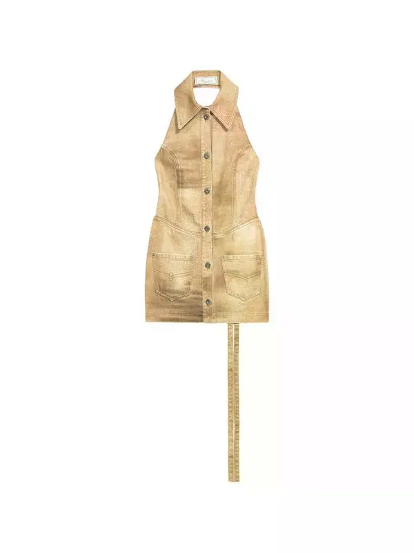 Blumarine Buttoned Print Mini Dress - Neutrals