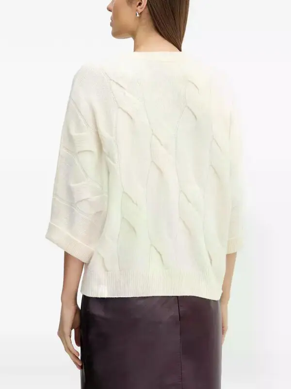 BENETTON Cable-knit Crew-neck Sweater - White