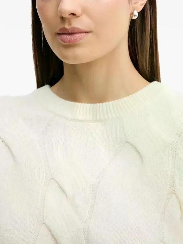 BENETTON Cable-knit Crew-neck Sweater - White