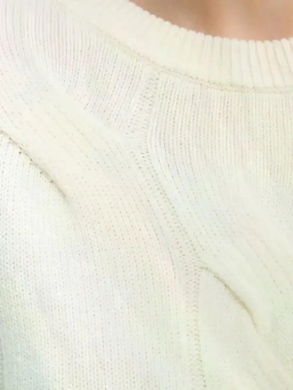 BENETTON Cable-knit Crew-neck Sweater - White