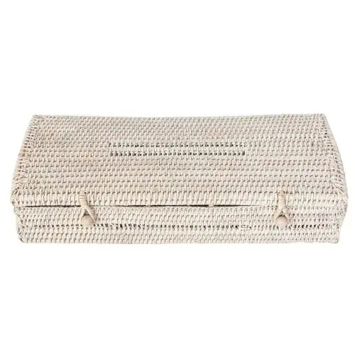 ARTIFACTS TRADING COMPANY™ Artifacts Rattan 5 Section Tea Box With Lid - White Wash
