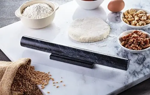 ARTIFACTS TRADING COMPANY™ Artifacts Trading Company 12" Straight Rolling Pin With Marble Stand - Black Matte