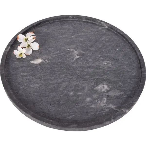ARTIFACTS TRADING COMPANY™ Artifacts Trading Company Decorative Round Marble Tray - Black Matte