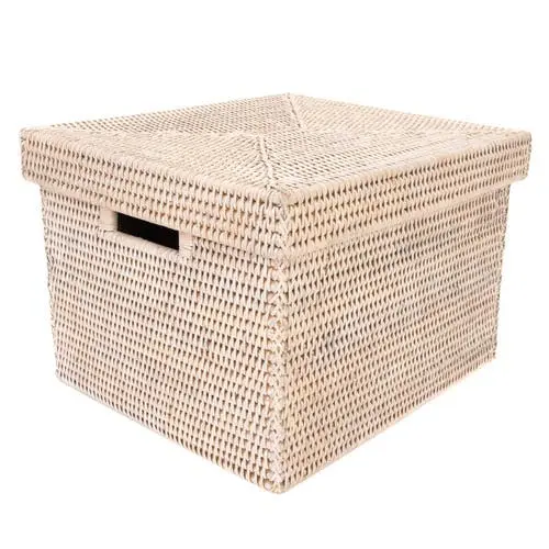 ARTIFACTS TRADING COMPANY™ Artifacts Rattan Storage Box With Lidletter File - White Wash