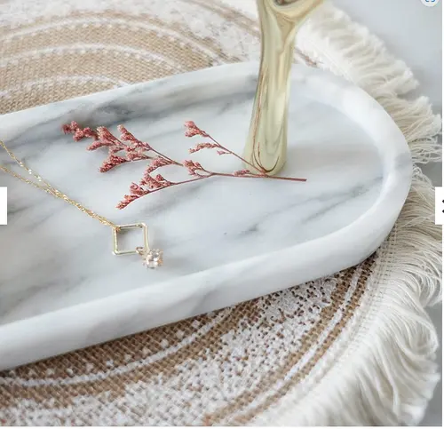 ARTIFACTS TRADING COMPANY™ Artifacts Trading Company Decorative Runway Marble Tray - White Matte