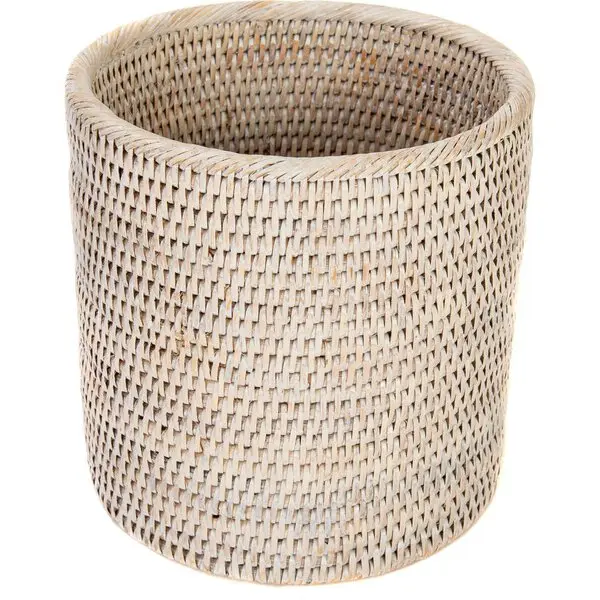 ARTIFACTS TRADING COMPANY™ Artifacts Rattan Petit Round Waste Basket - White Wash