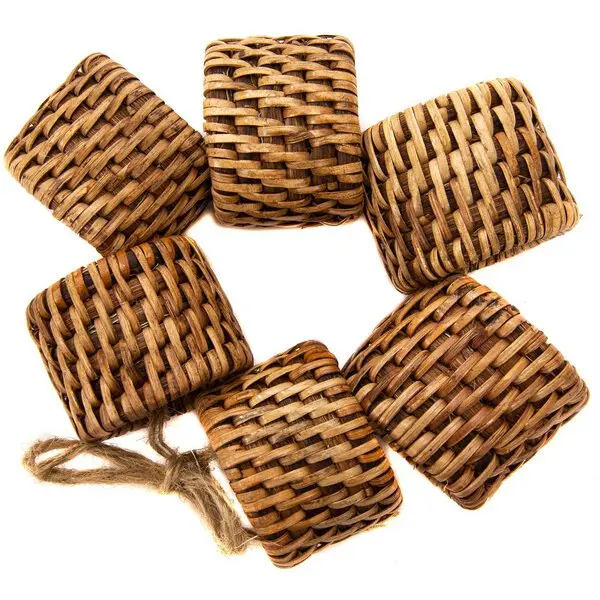ARTIFACTS TRADING COMPANY™ Artifacts Rattan Oval Napkin Rings6 Piece Set - Honey Brown
