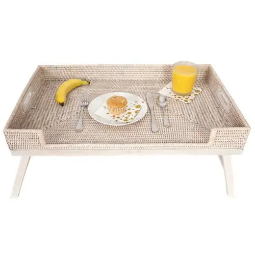 ARTIFACTS TRADING COMPANY™ Artifacts Rattan Breakfast Tray/table With Glass Insert