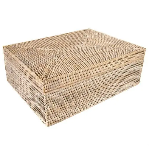 ARTIFACTS TRADING COMPANY™ Artifacts Rattan Storage Box With Lidflat Legal File Organizer - White Wash