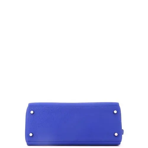 Hermès Kelly Handbag Togo With Palladium Hardware 28 - Blue