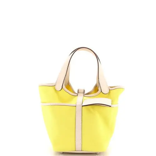 Hermès Cargo Picotin Lock Bag Canvas And Swift Pm - Yellow