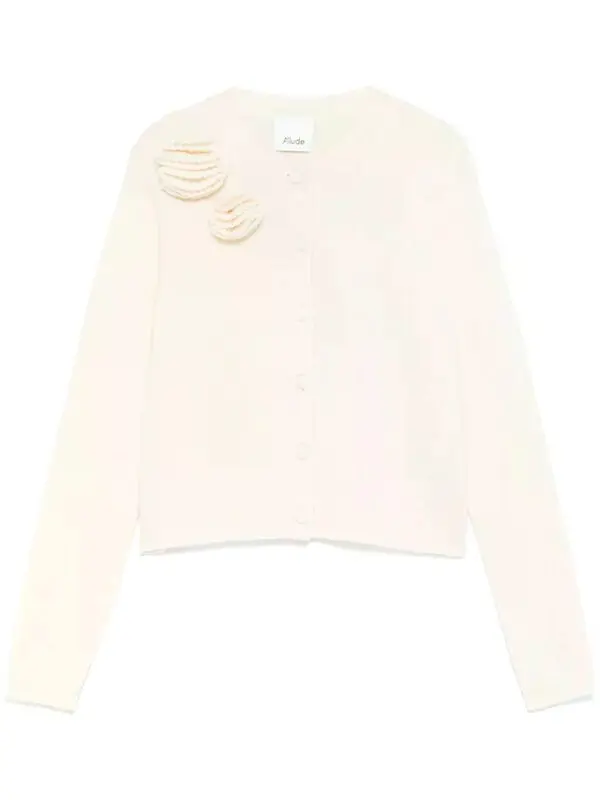 ALLUDE Floral-appliqué Cardigan - Neutrals