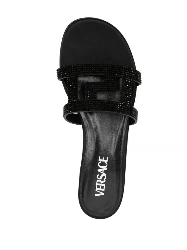 Versace Greca Maze Crystal Flat Sandals