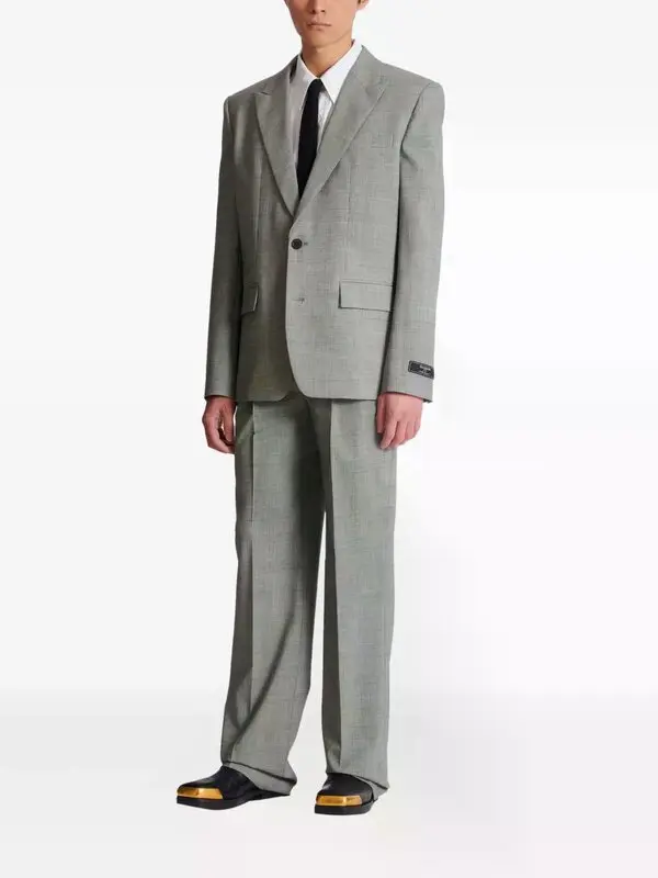 Balmain Prince Of Wales Wool Trousers - Grey