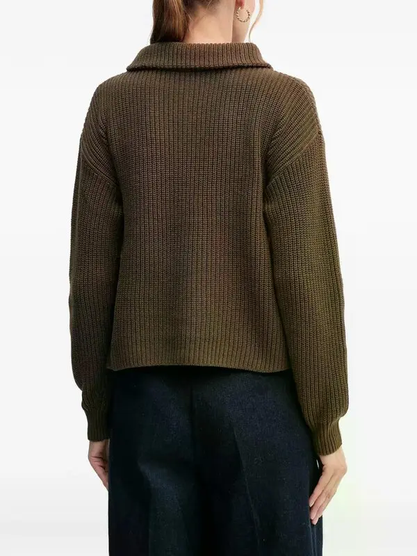 OUI Half-zip Ribbed Knit Sweater