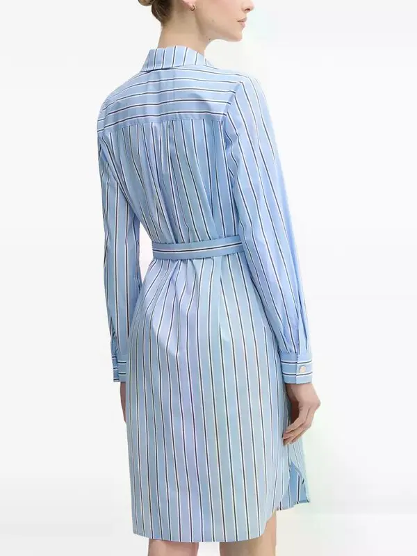 MARC AUREL Striped Belted Shirt Dress
